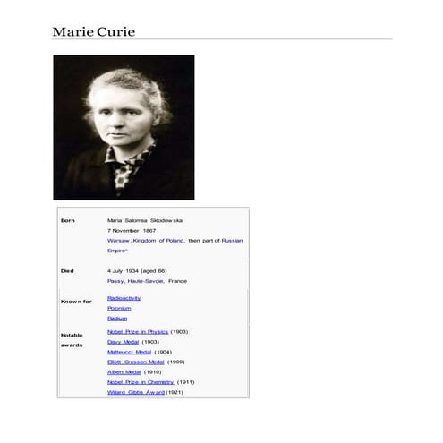 Marie curie | DOCX