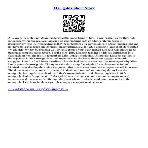 Marigolds Short Story | PDF