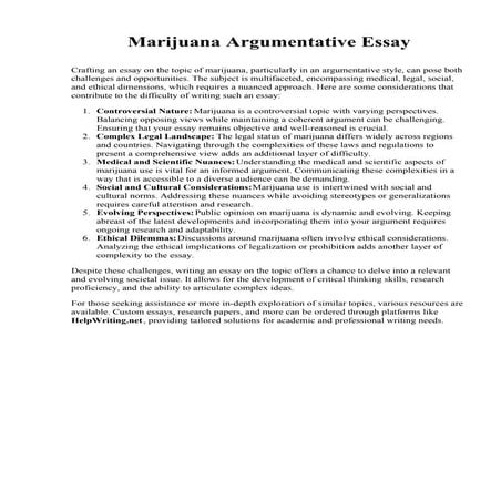 Marijuana Essay Outline. Mississippi Delta Community College | PDF