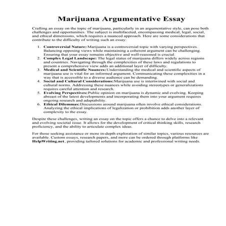 Marijuana Argumentative Essay | PDF | Adoption and Fostering | Parenting