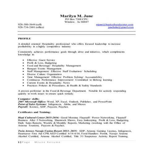 E resume andrea mooney2018hr | PDF