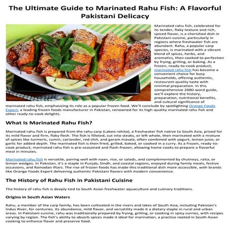 Marinated Rahu Fish A Delicious, Ready To Cook, Frozen Food Chunk.pdf