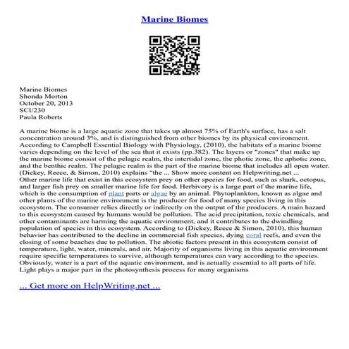 Marine Biomes | PDF