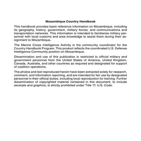 Marine corps intelligence activity mozambique country handbook | PDF