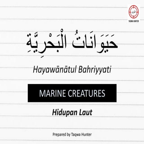BAHASA ARAB - Hidupan Laut (Marine Creatures) | PDF