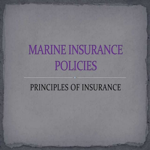 Marine insurance contract | PPT