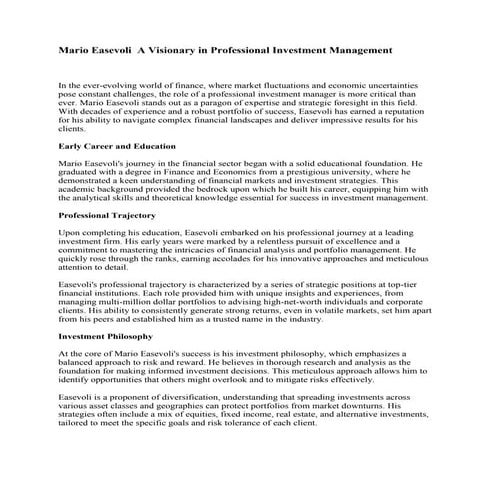 Mario Easevoli A Distinguished Career in Investment Management.docx