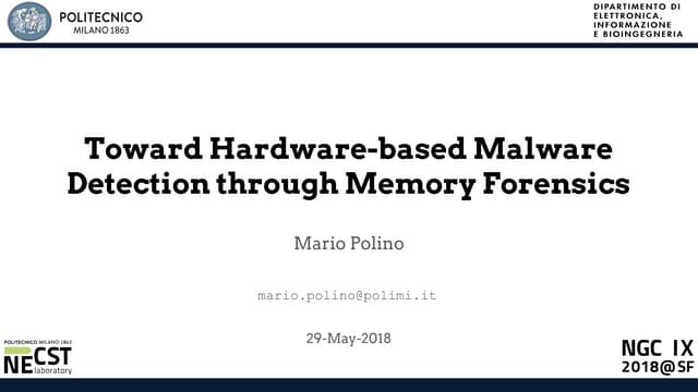 Toward Hardware Based Malware Detection Through Memory Forensics Pdf