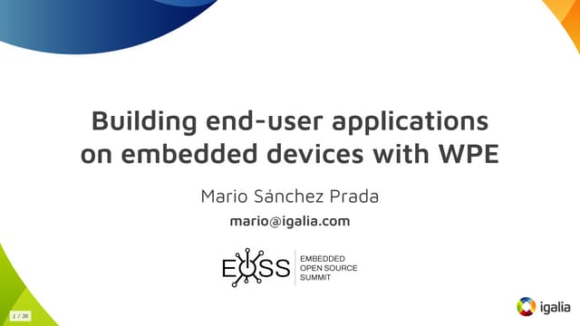 Building End User Applications On Embedded Devices With Wpe Ppt