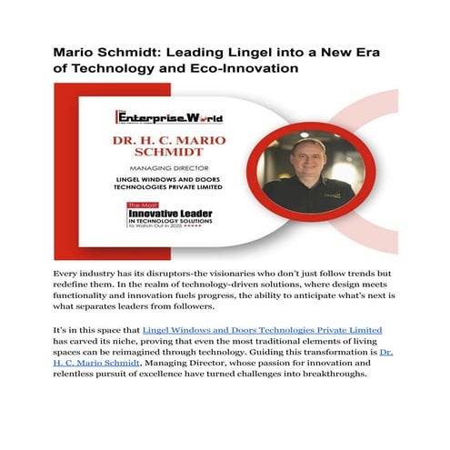 Mario Schmidt_ Leading Lingel into a New Era of Technology and Eco ...