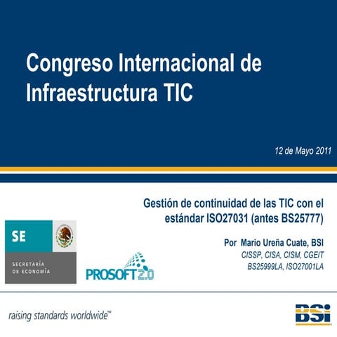 Mario ureña gestión de continuidad de las tic con iso 27031 bs 25777 | PDF