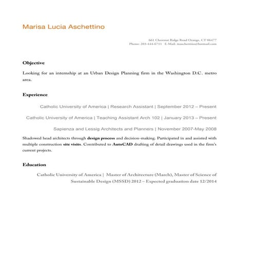 Marisa aschettino resume | DOC