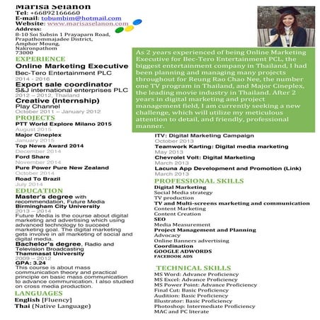 Marisa selanon new resume | PDF