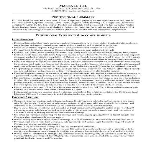 Marisa teel executive legal assistant | DOCX