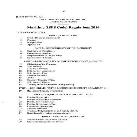 Maritime (isps code) regulations 2014 | PDF