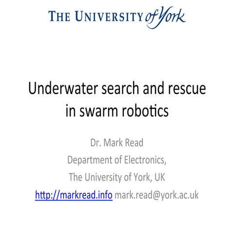 Underwater search and rescue in swarm robotics - Mark Read | PDF