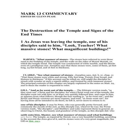 Mark 13 commentary | PDF