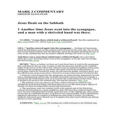 Mark 3 commentary | PDF