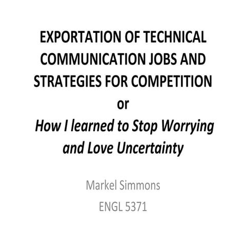 EXPORTATION OF TECHNICAL COMMUNICATION JOBS AND STRATEGIES FOR ...