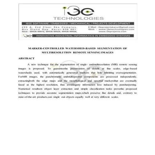 Marker Controlled Watershed Based Segmentation Of Multiresolution Remote Sensing Images Docx