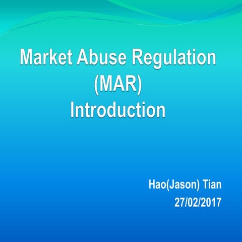 Market Abuse Regulation Introduction | PDF