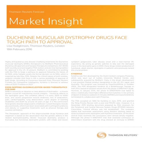 Duchenne Muscular Dystrophy Drugs Face Tough Path to Approval | PDF