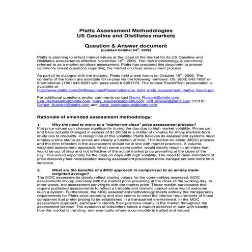 Platts Oil Pricing and MOC Methodology Explained | PDF