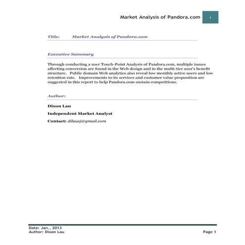 Market analysis of Pandora.com