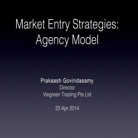 International Market entry strategies: Agency Model | PPT