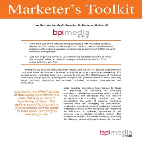 Marketers Toolkit | PDF