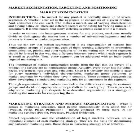 Market Segmentation - Five Essential Criteria | PDF