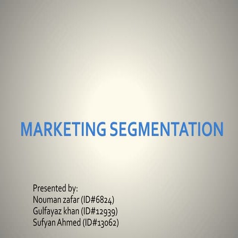 Marketing Segmentation | PPTX