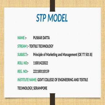 MARKETING STP MODEL PPTxdddddddddddddddddddddddddddd | PPTX