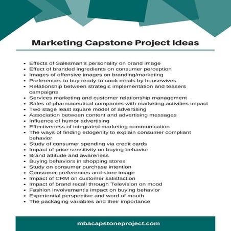 Capstone Project Topics For MBA Marketing | PDF