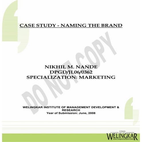 Marketing case study - naming the brand (revised version) | PDF