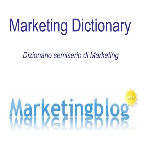 Marketing Dictionary | PPT