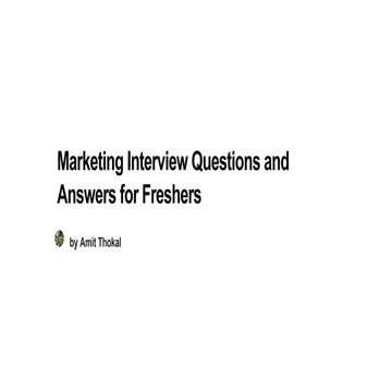 Marketing Interview Questions and Answers for Freshers | PPTX