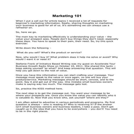 Marketing 101 | PDF