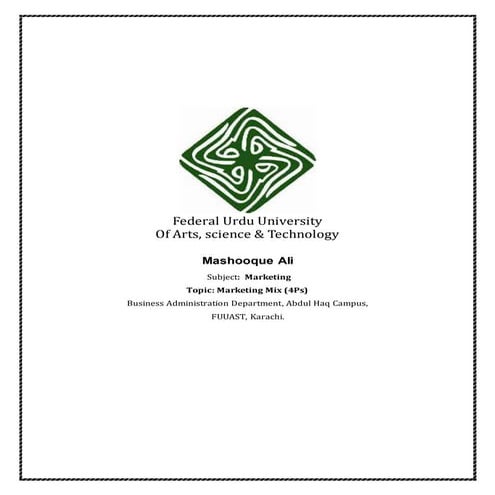 marketing mix ,4p's of Marketing | DOCX