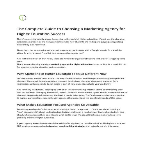 The Complete Guide to Choosing a Marketing Agency for Higher Education ...