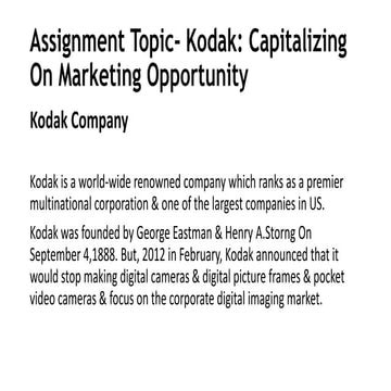 Case Solve Of Kodak | PPTX | Cameras and Camcorders | Consumer Electronics