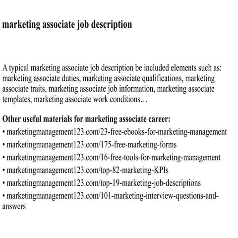 Marketing associate job description | PPT