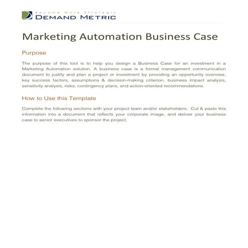 Marketing Automation Business Case | DOC