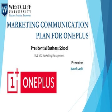 Marketing communication plan for Oneplus | PPTX