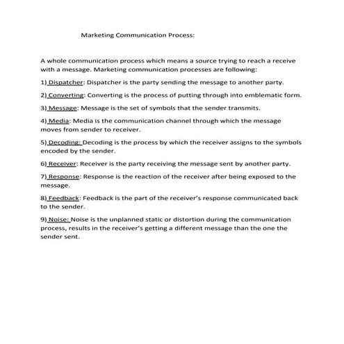 Marketing communication process | PDF