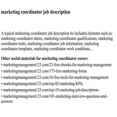 Marketing coordinator job description | PPTX