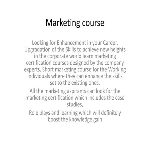 Marketing course | PPT