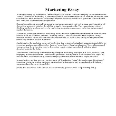 Marketing Essay | PDF