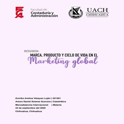 Marca, producto y ciclo de vida en el marketing global, 321381. | PDF