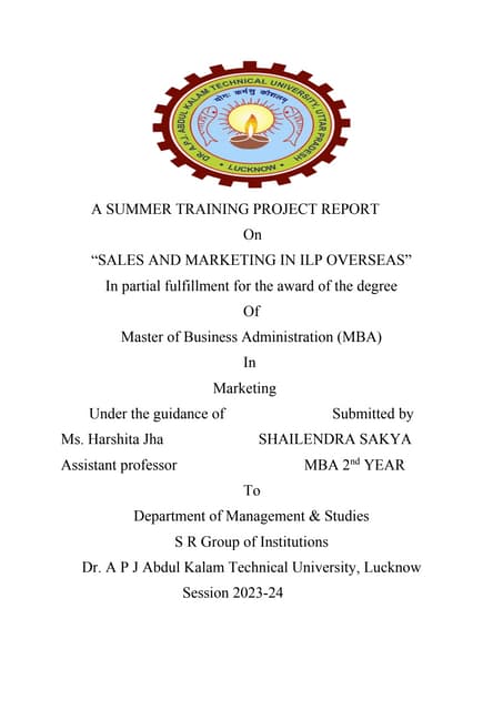 MBA MARKETING SUMMER INTERNSHIP REPORT.pdf | Internet | Computing